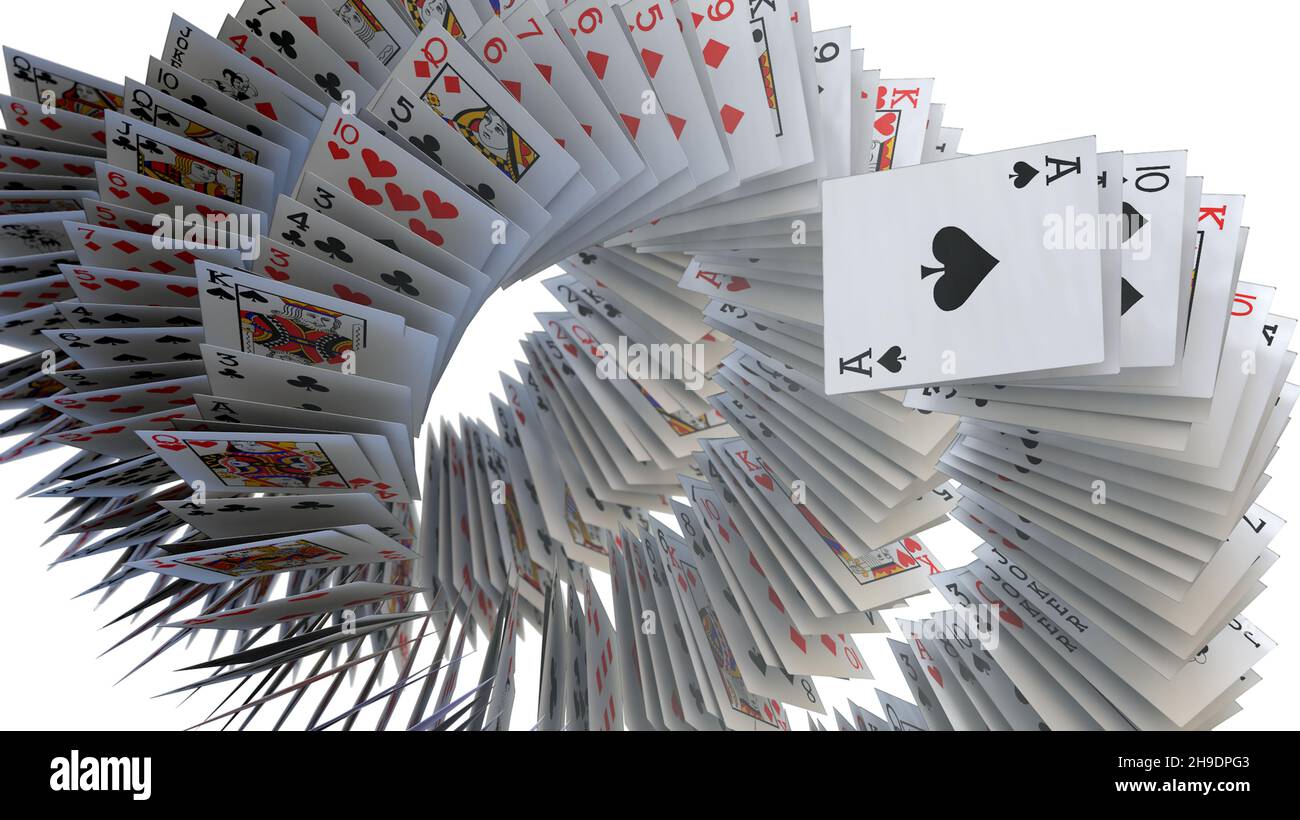 3d rendering poker cards falling Stock Photo - Alamy