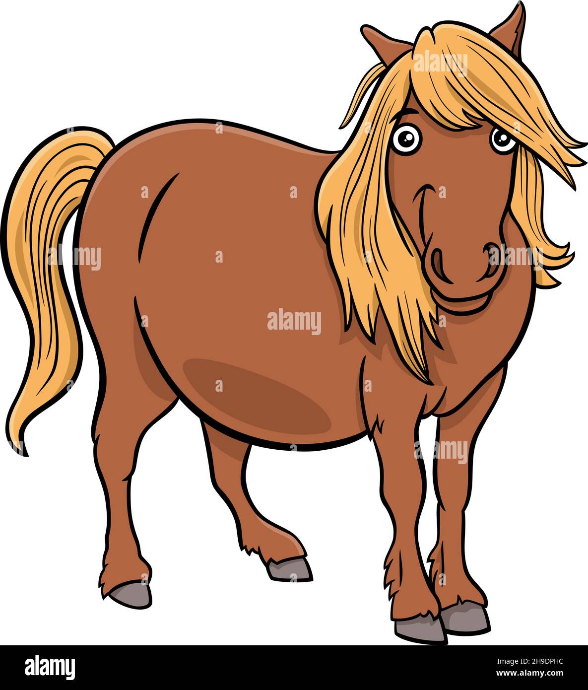Cartoon illustration of shetland pony farm animal character Stock ...