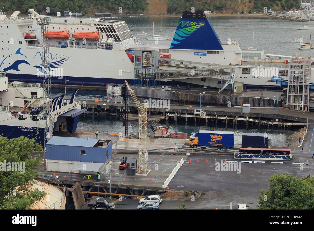 Picton Port in the Marlborough Sounds viewed from Queen Charlotte Drive ...