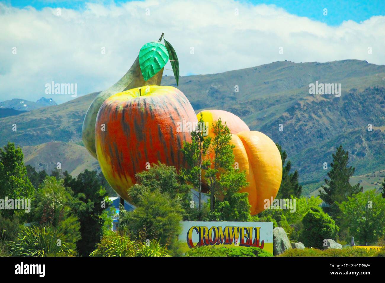 Fruit Sculpture in Cromwell town. Cromwell is known for the many fruit ...