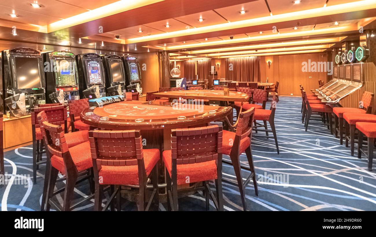Interior of the cruise ship Costa Neoriviera at the terminal of the ...