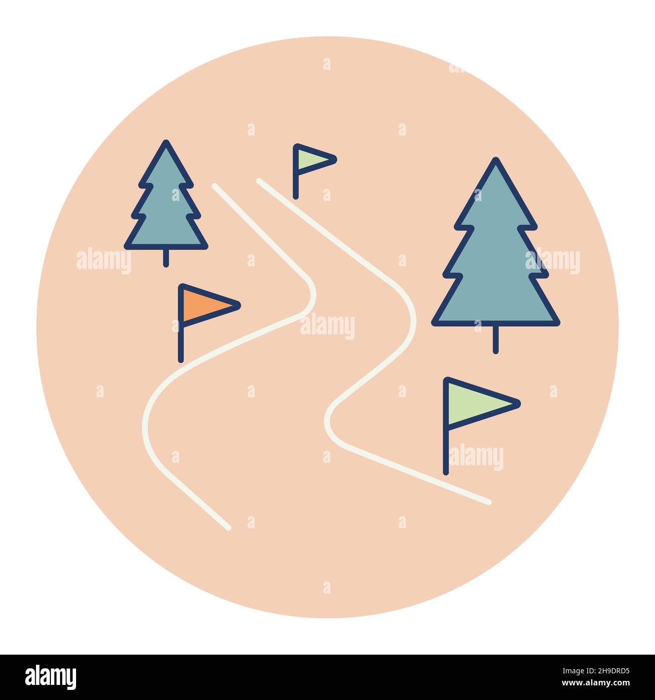 Ski route vector isolated icon. Winter sign. Graph symbol for travel ...