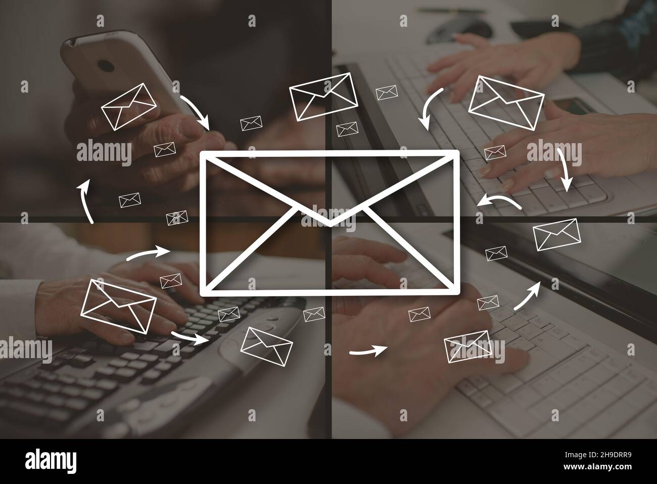 Email concept illustrated by pictures on background Stock Photo - Alamy