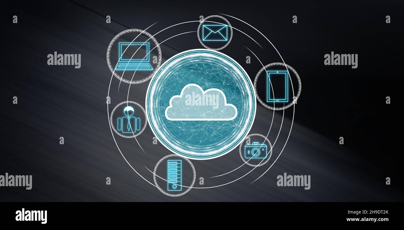 Illustration of a cloud technology concept Stock Photo - Alamy