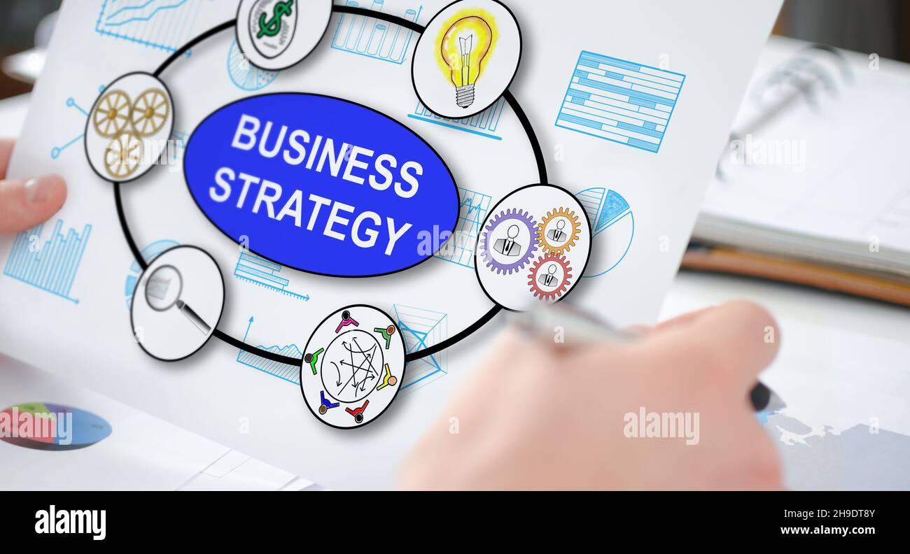 Hands holding a paper showing a business strategy concept Stock Photo ...