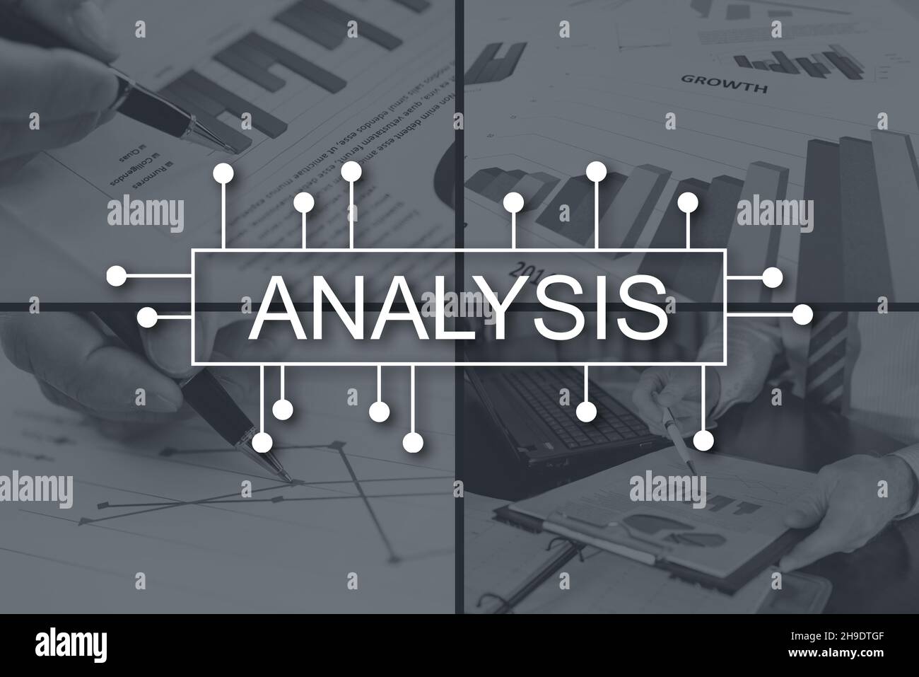 Analysis concept illustrated by pictures on background Stock Photo - Alamy