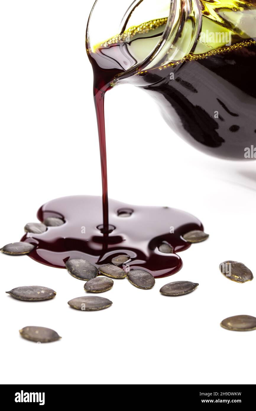 seed oil, pumpkin seed oil, run, cores, typical, pot, green, Styria ...