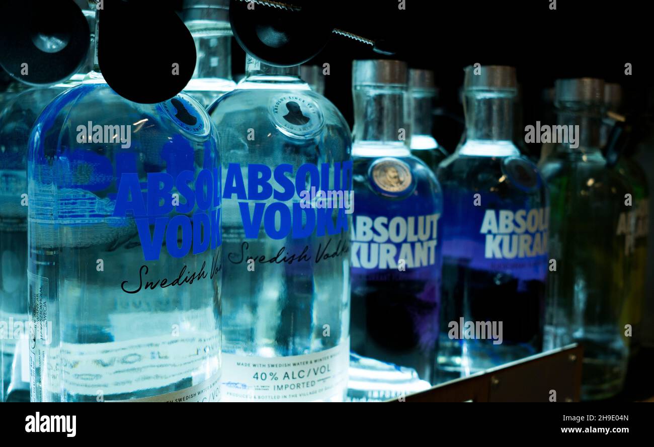 In this photo illustration, Absolut vodka seen displayed in a store ...
