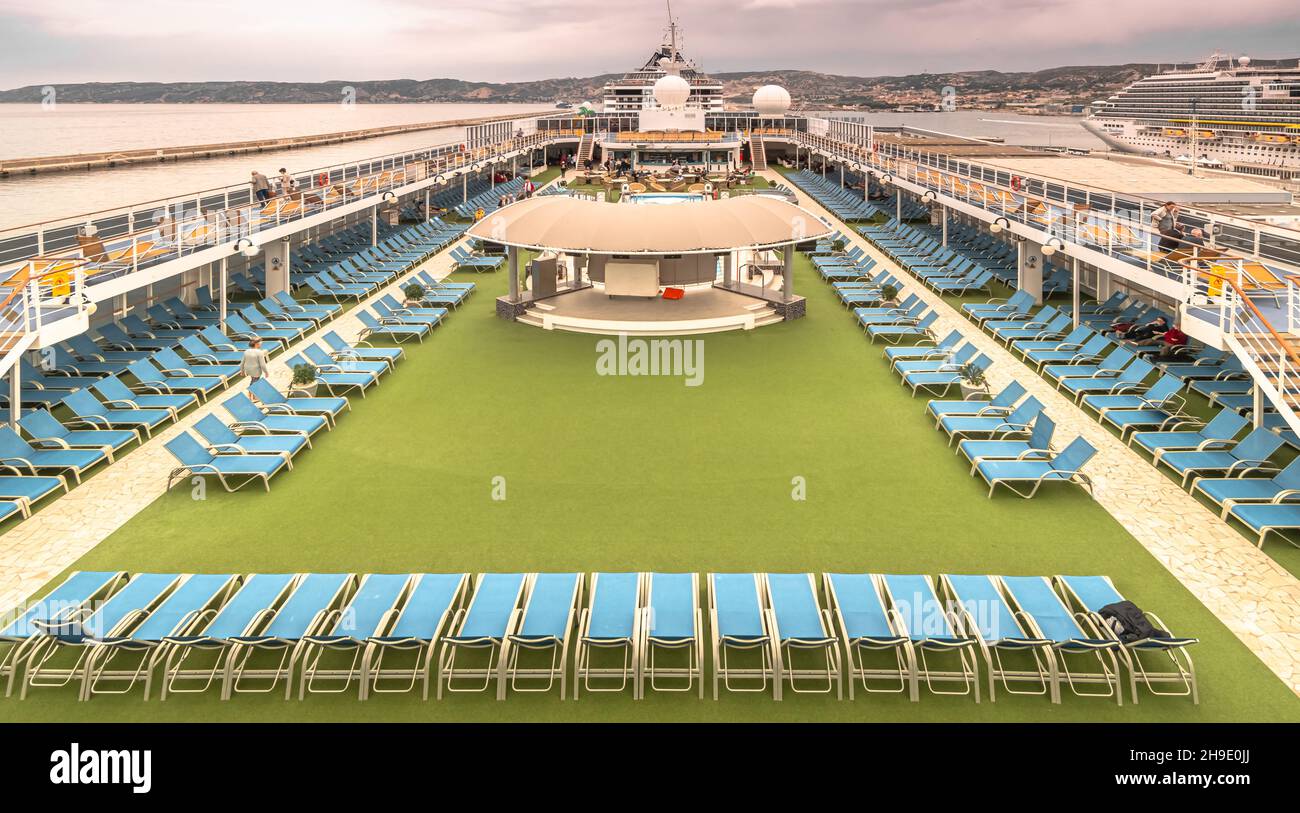 View of the Costa Neoriviera cruise ship at the Marseille cruise port ...