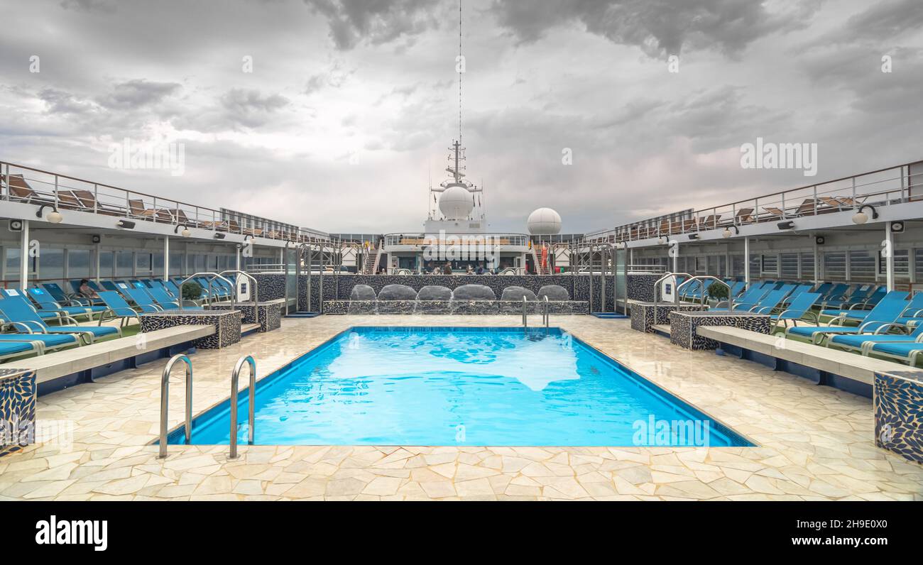 View of the Costa Neoriviera cruise ship at the Marseille cruise port ...