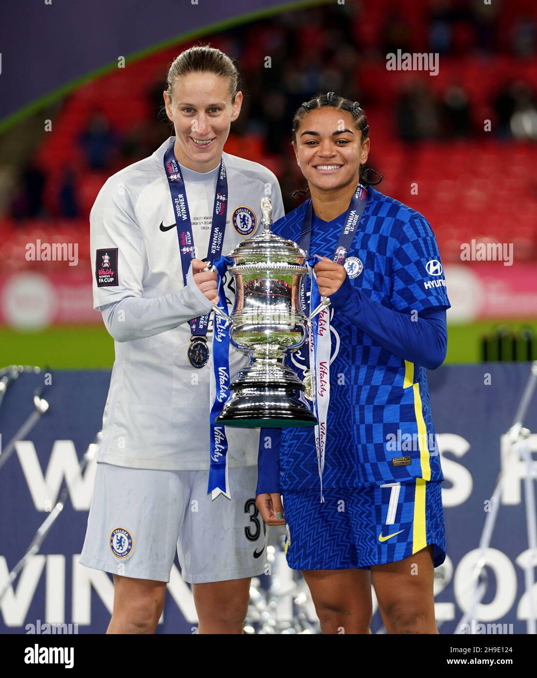 Chelsea's Ann-Katrin Berger (left) and Jessica Carter celebrate with ...