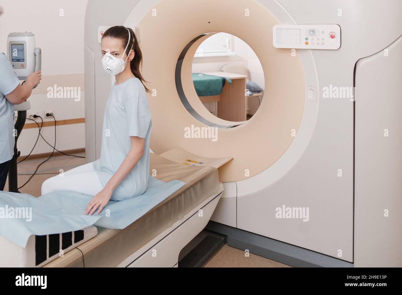 Medical CT or MRI Scan with a patient in the modern hospital laboratory ...