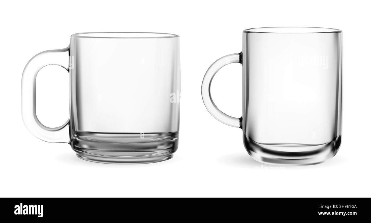 Glass cup. Tea mug vector mock up. Hot coffee drink crystal glassware ...