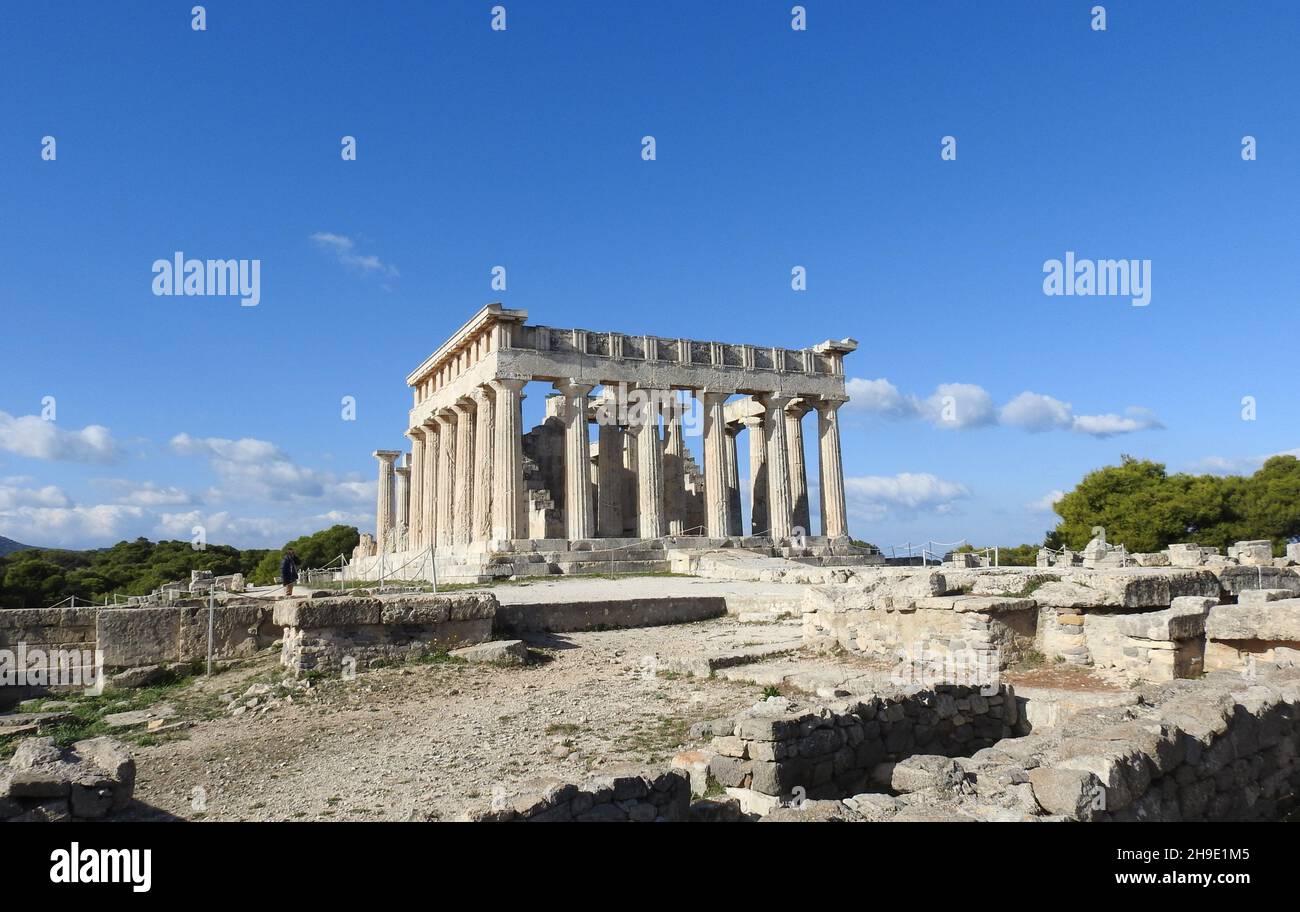 Temple of Aphaea or Aphaia in Aegina Island, Greece Stock Photo - Alamy
