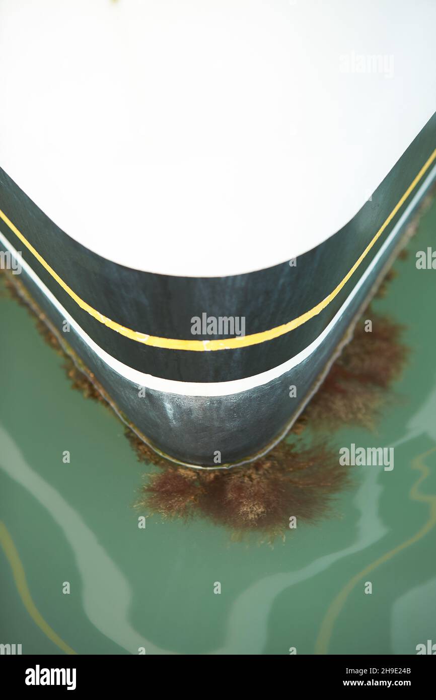 Molluscs, overgrown ship bottom. Shellfish on the hull of the ship ...