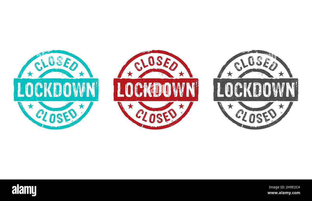 Lockdown stamp icons in few color versions. Closed business during the ...