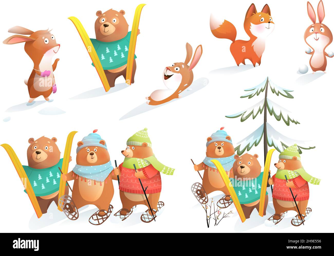 Playing animals in the the snow Stock Vector Images - Alamy