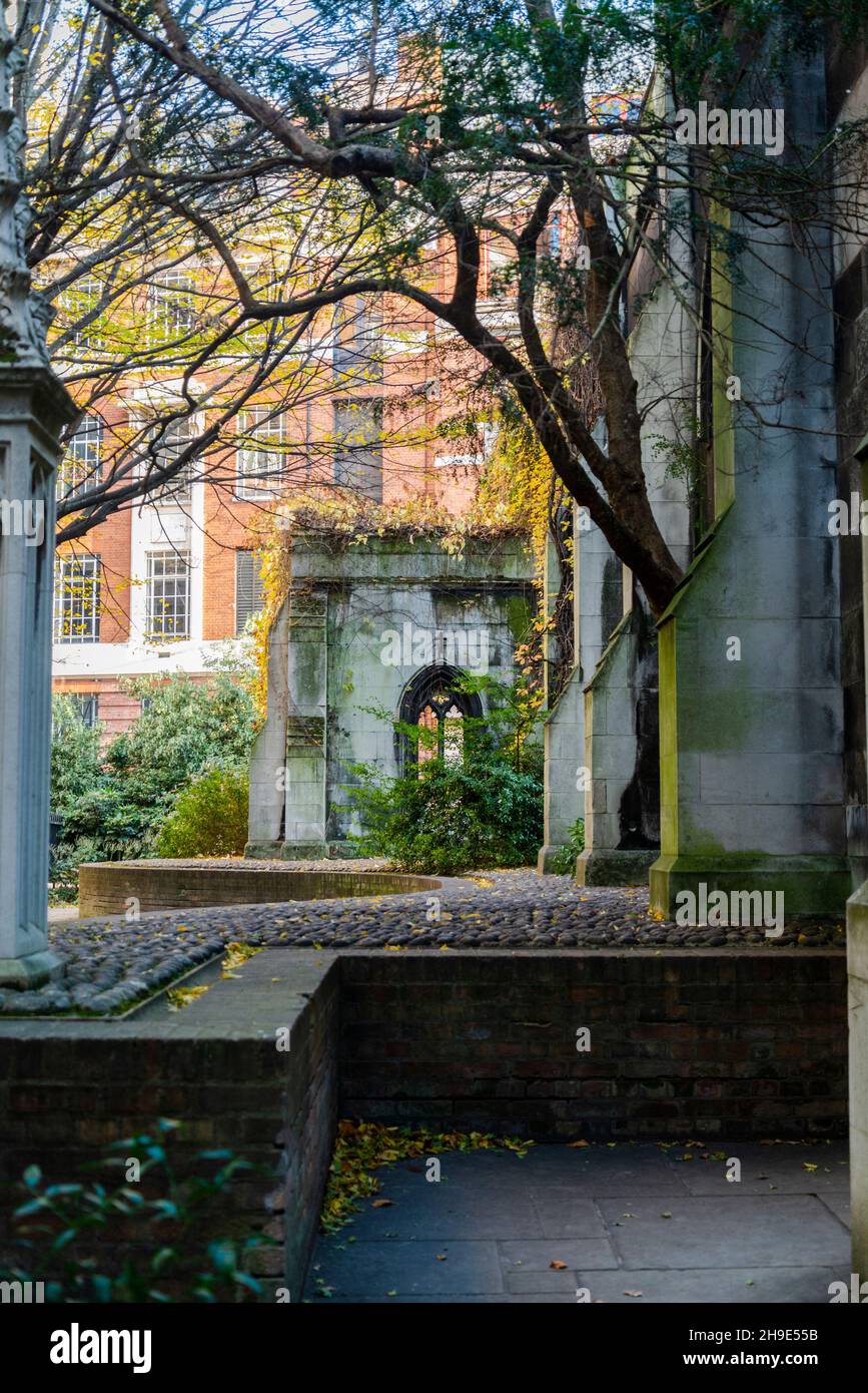 St Dunstan in the East Church Garden set within the ruins of a Wren ...