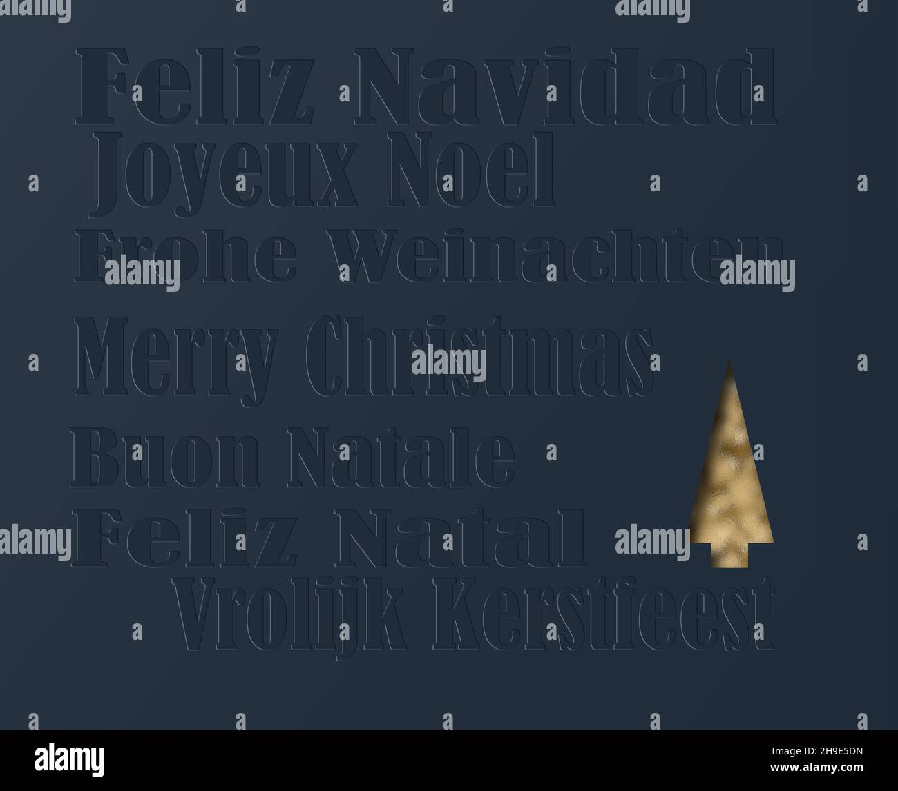 European Christmas Greeting card in different languages. Merry ...