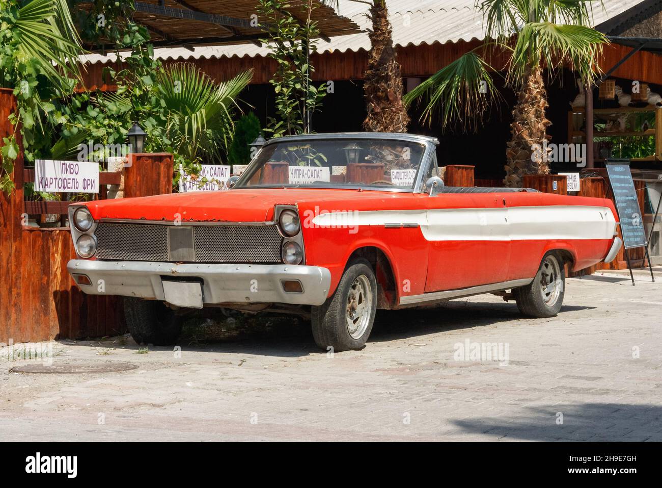 Old red white cabriolet hi-res stock photography and images - Alamy