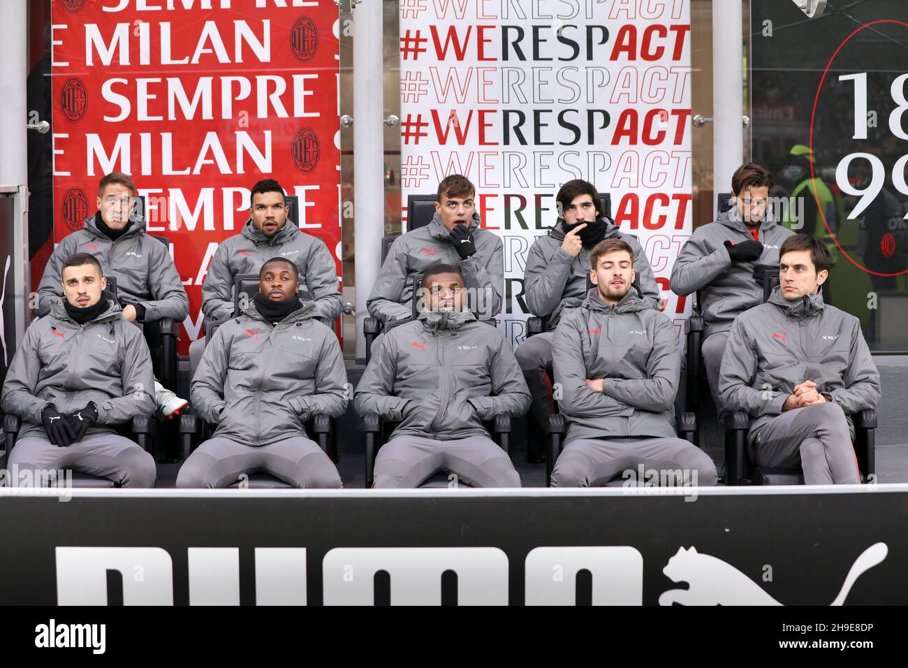 AC Milan bench during football match AC MILAN vs SALERNITANA, Serie A ...