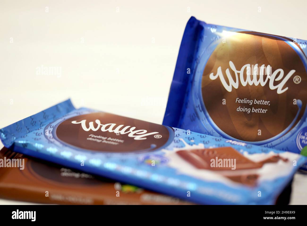 KHARKOV, UKRAINE - JANUARY 3, 2021: Wawel chocolate production. Wawel ...