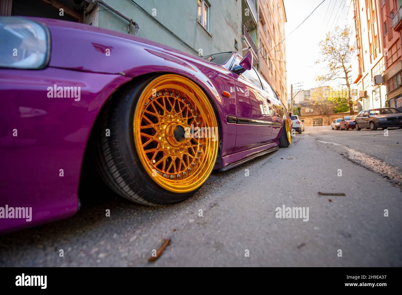 Beautiful purple car Stock Photo - Alamy