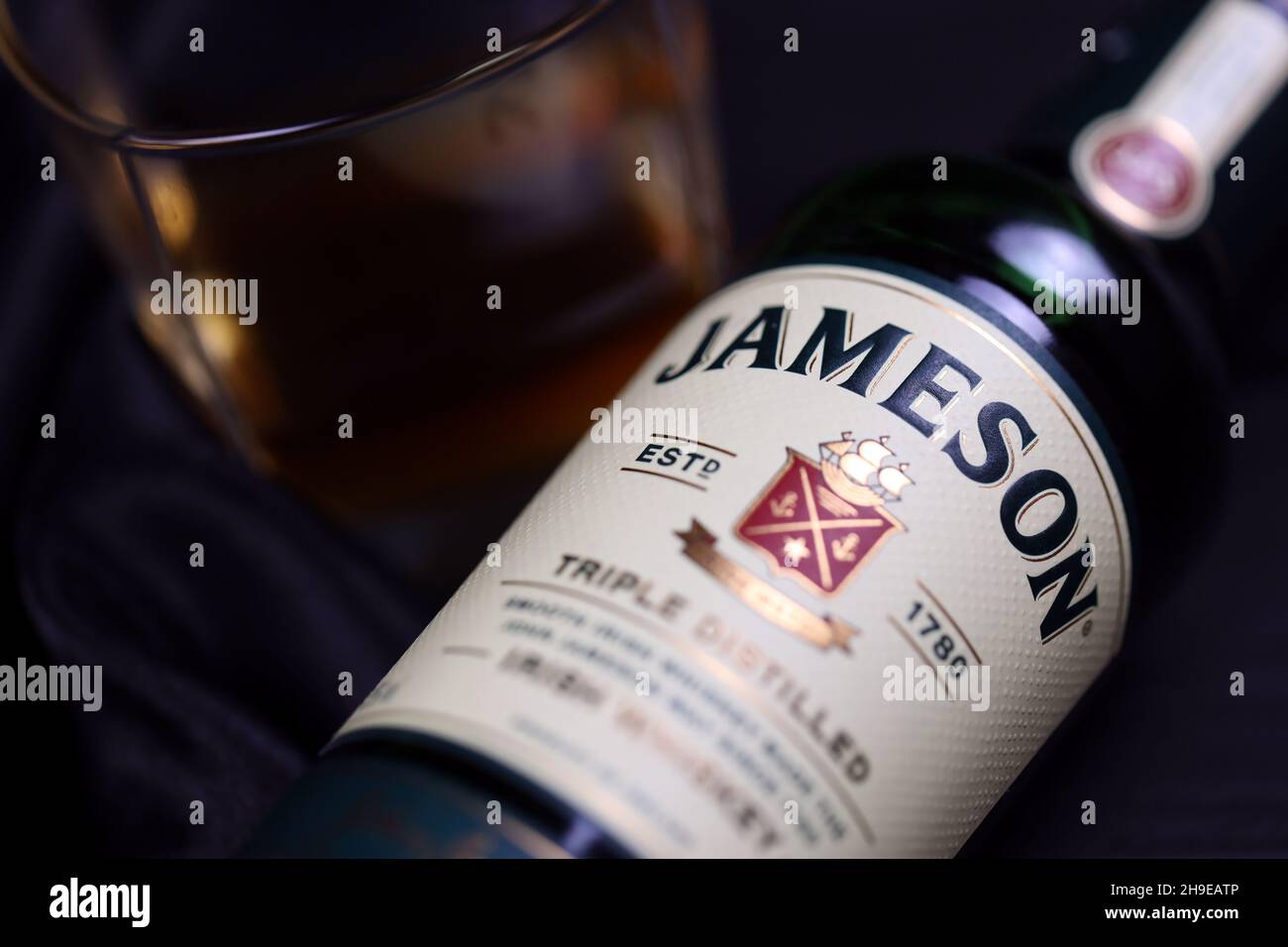 KHARKOV, UKRAINE - DECEMBER 3, 2020: Jameson triple distilled irish ...