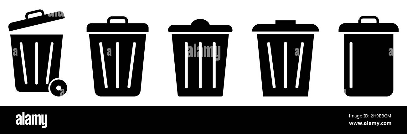 Bin icon set. Trash can collection. Vector symbol isolated on white ...