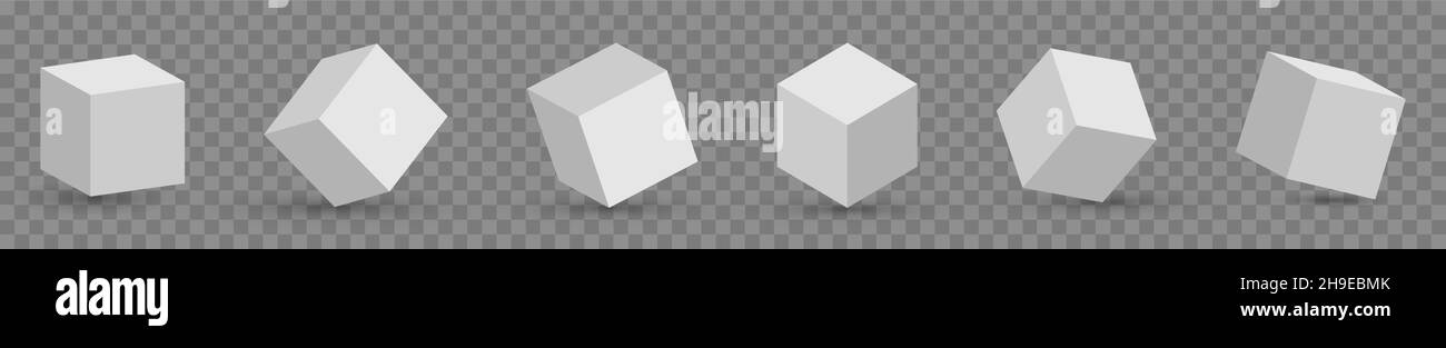 Cube icons set. 3d cube model with shadow. Vector illustration isolated ...