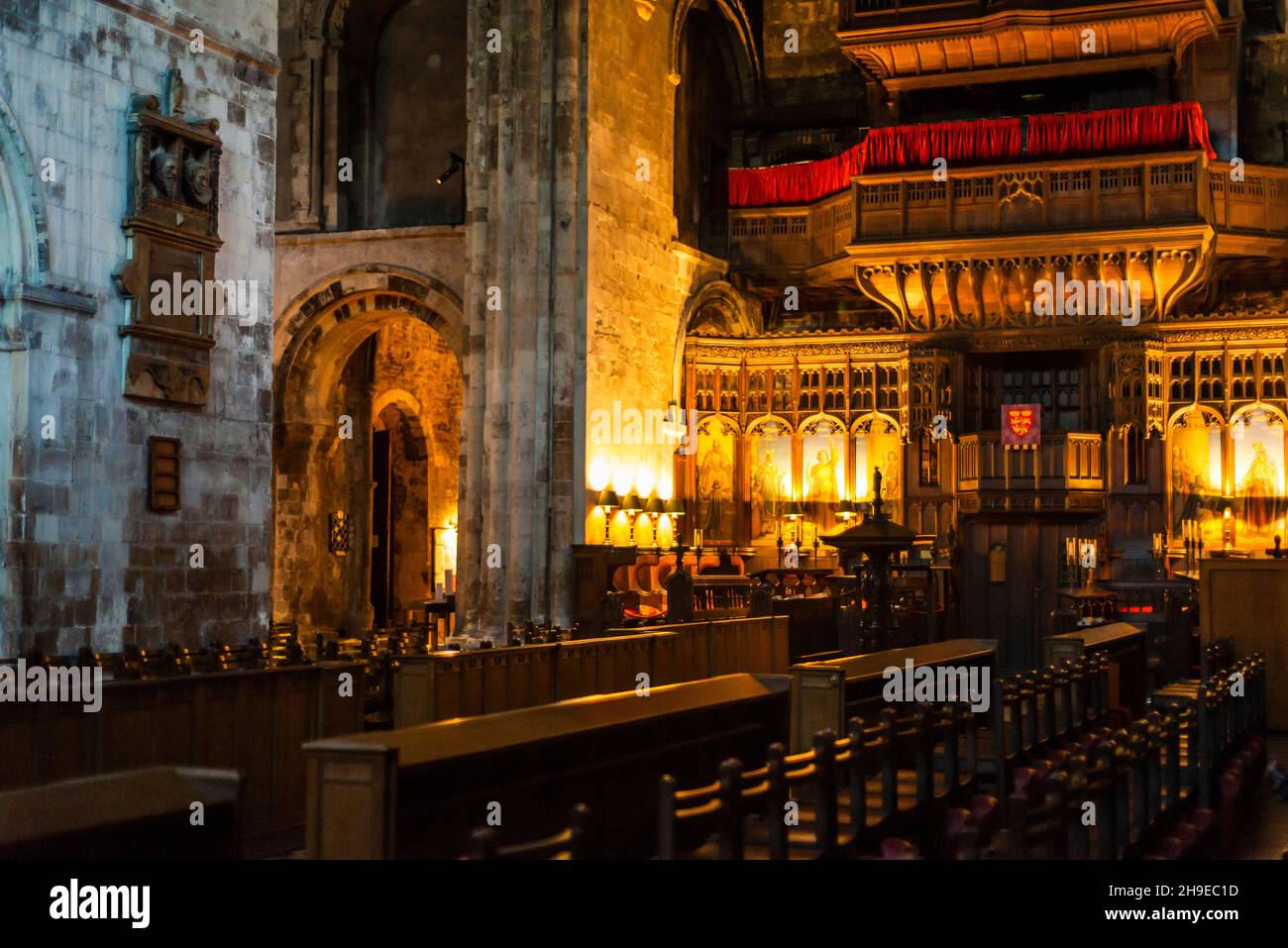 Organ in St Bartholomew the Great church, a medieval church founded in ...