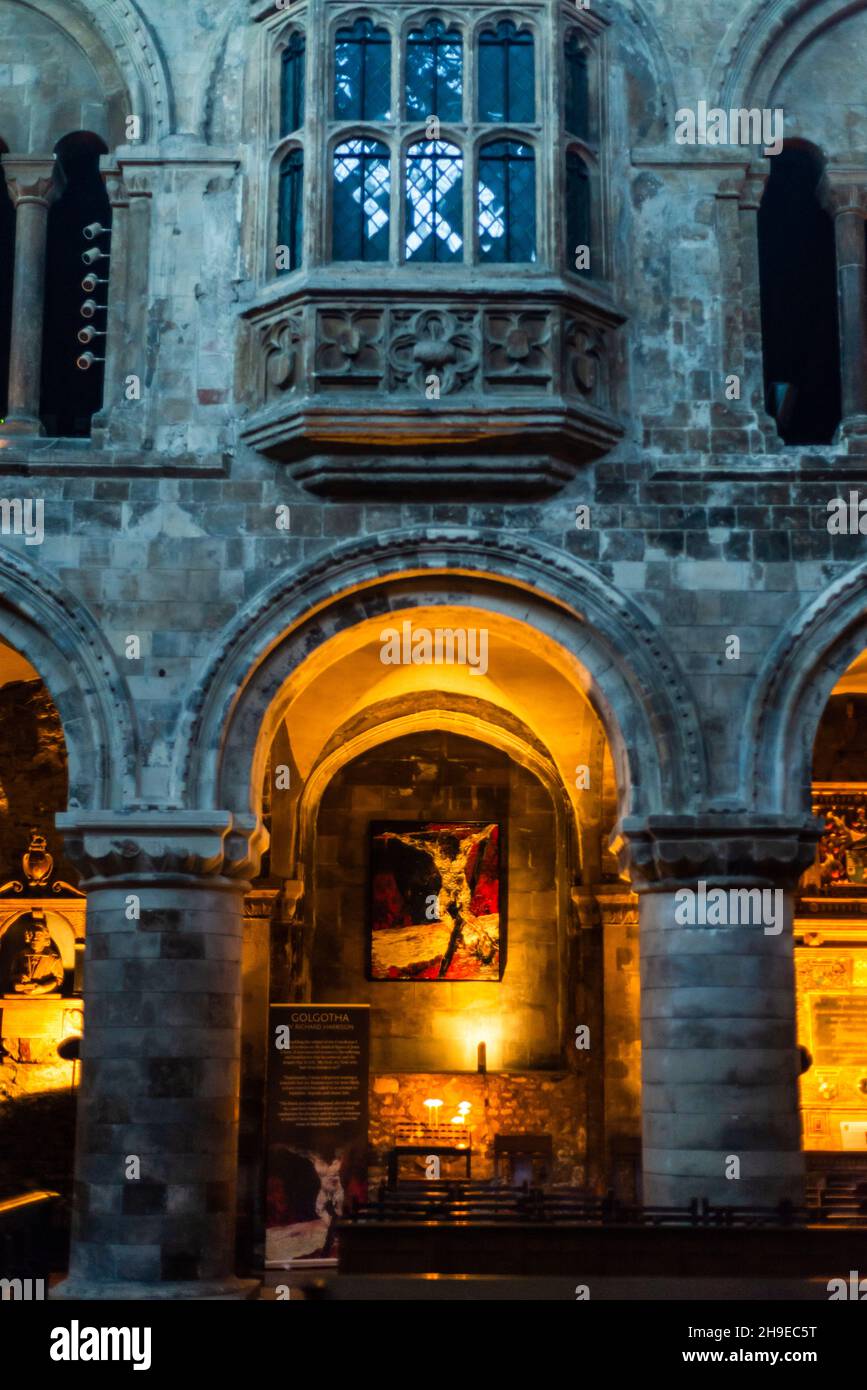 Modern painting in the side nave, St Bartholomew the Great church, a ...