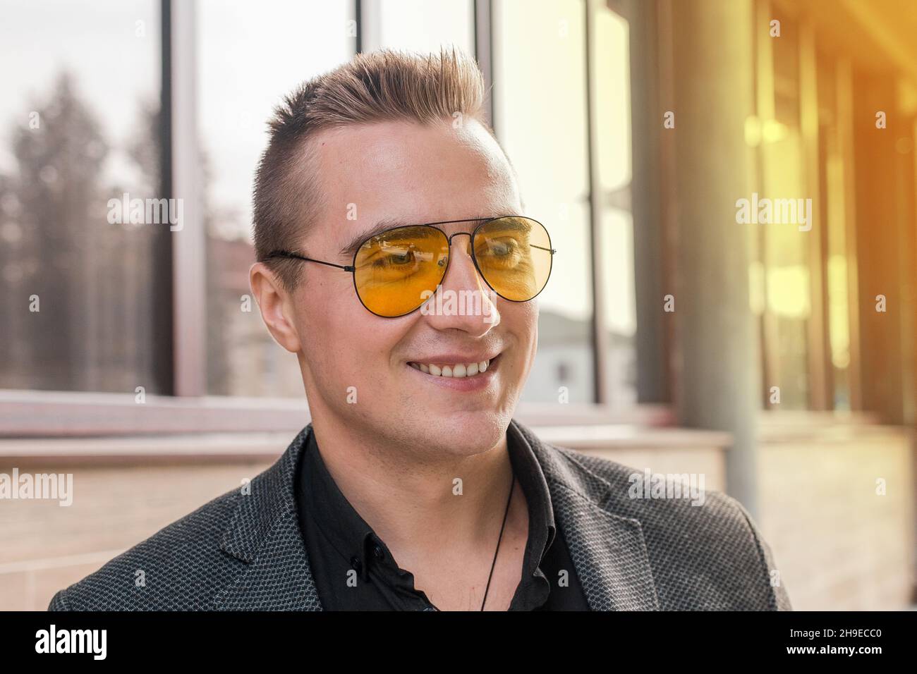 Portrait of a positive smiling attractive businessman of Caucasian ...