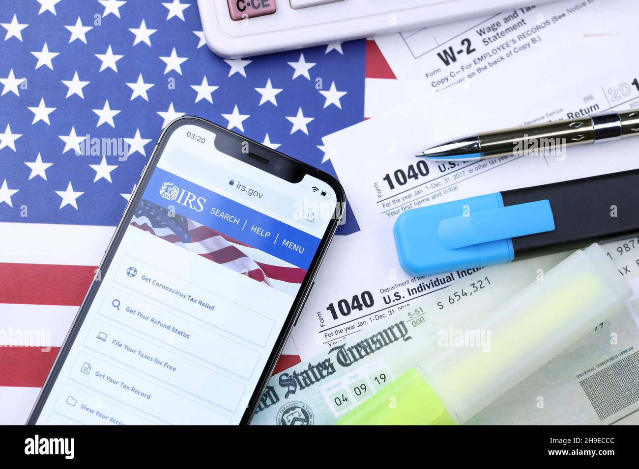 KHARKOV, UKRAINE - MARCH 5, 2021: Official IRS website on iPhone 12 pro ...