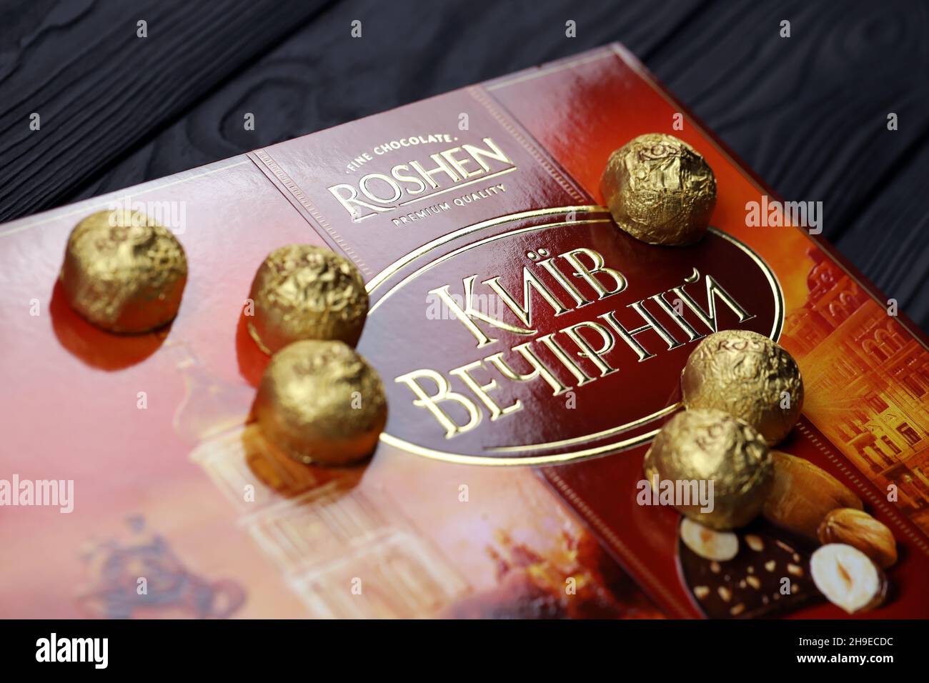 KHARKOV, UKRAINE - JANUARY 11, 2021: Rochen chocolate candies box ...