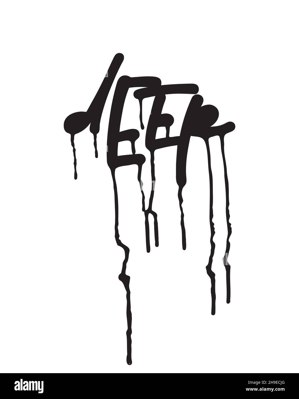 Deep calligraphy words. Squeezer marker hand writings with drops ...