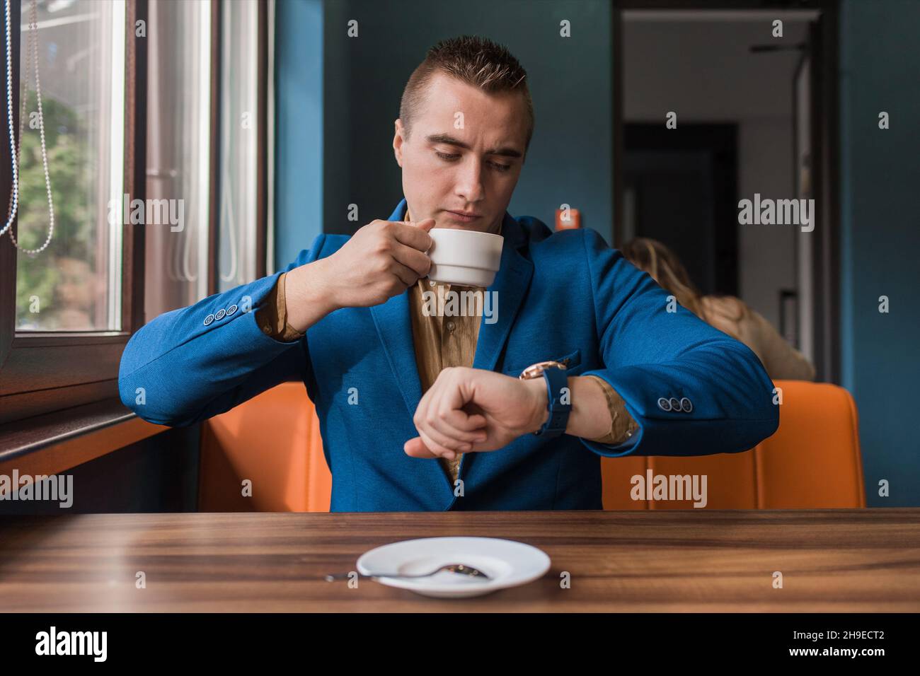 A busy business man a stylish businessman of Caucasian appearance in a ...