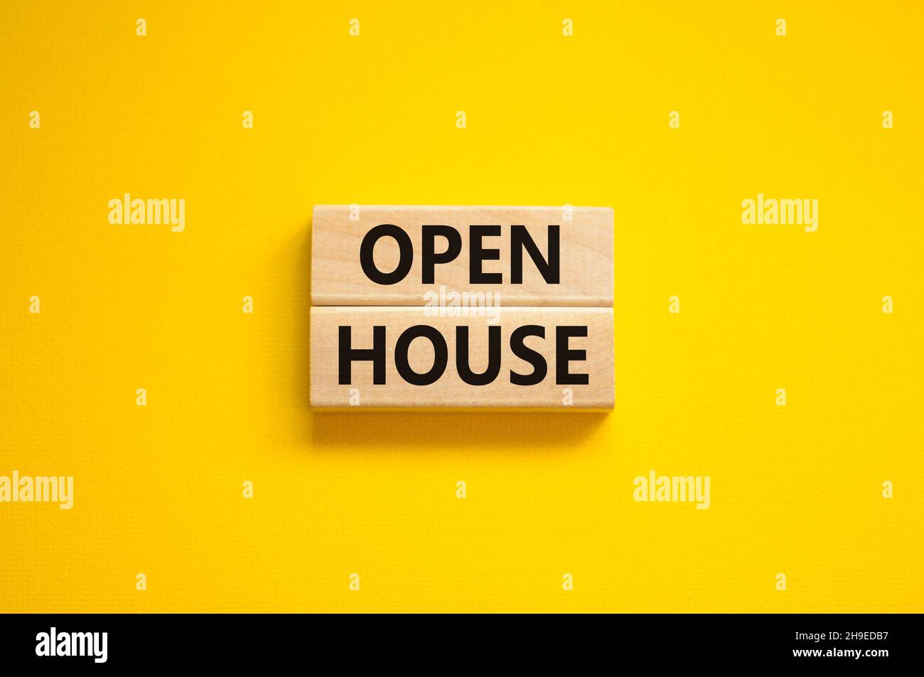 Time to open house symbol. Concept words Open house on wooden blocks on ...