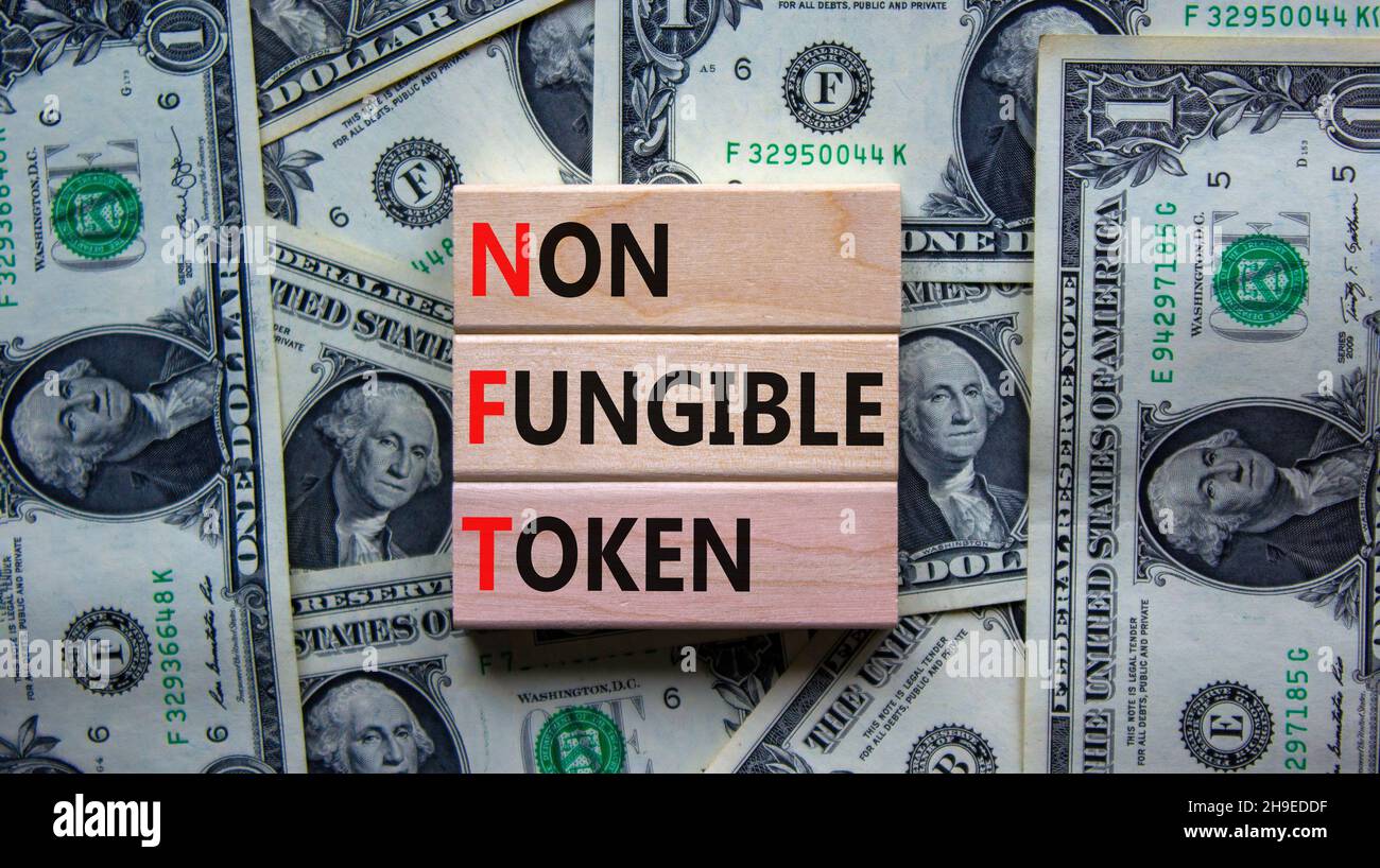 NFT non-fungible token symbol. Concept words NFT non-fungible token on ...