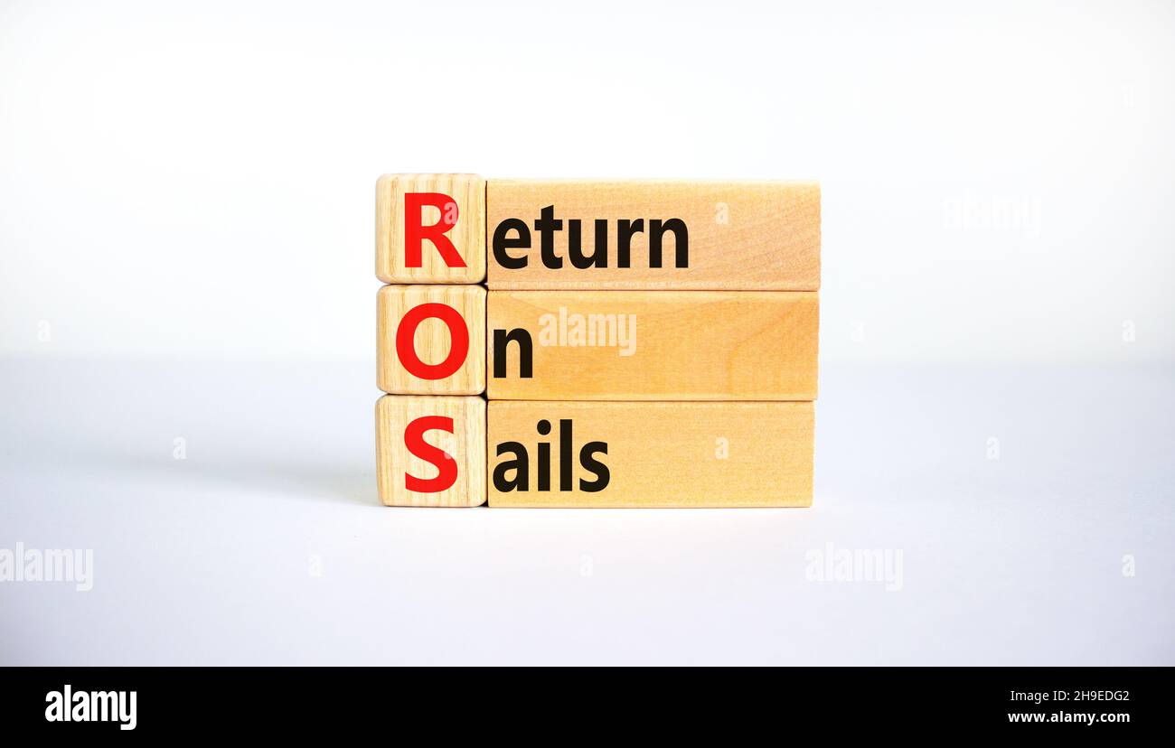 ROS return on sales symbol. Concept words ROS return on sales on wooden ...