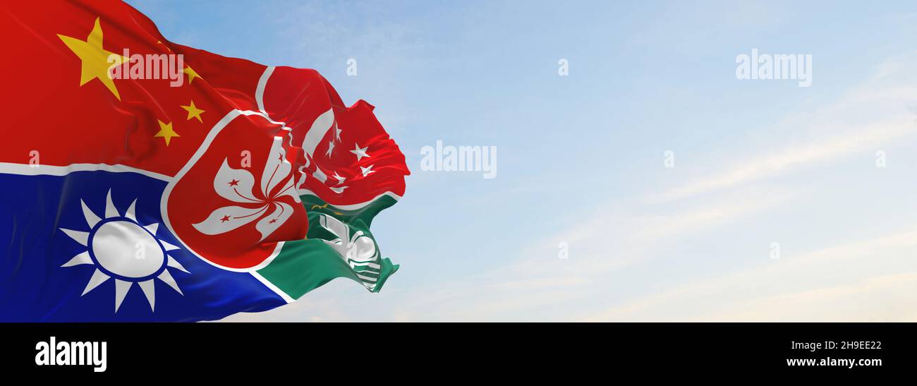 official flag of chinese speaking countries and territories at cloudy ...