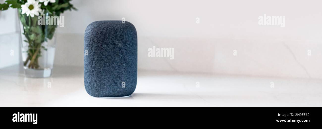 Voice controlled smart speaker Stock Photo - Alamy