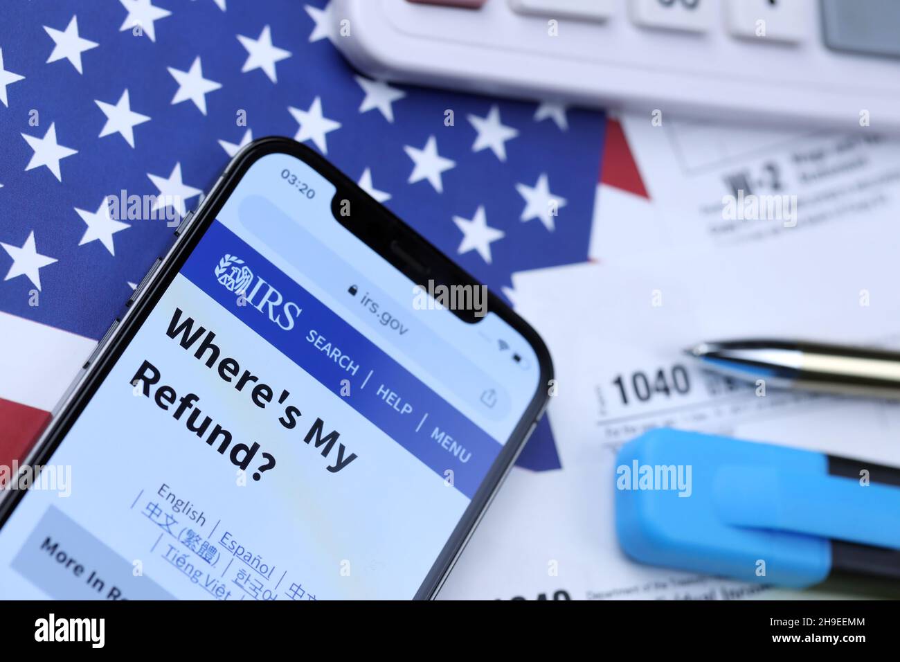 KHARKOV, UKRAINE - MARCH 5, 2021: Official IRS website on iPhone 12 pro ...