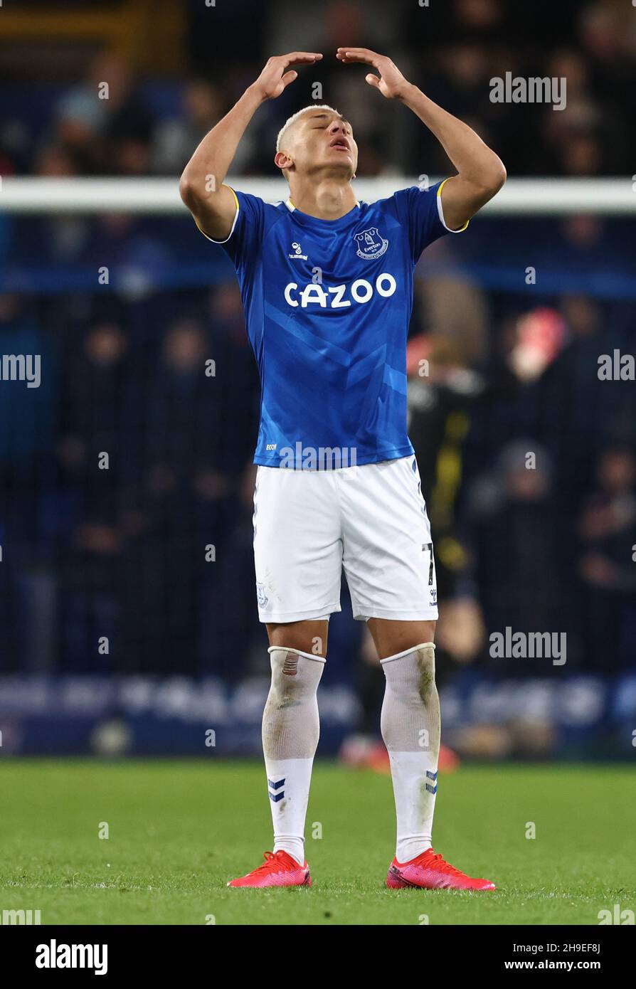 Liverpool, UK. 6th Dec, 2021. Richarlison of Everton reacts after his ...