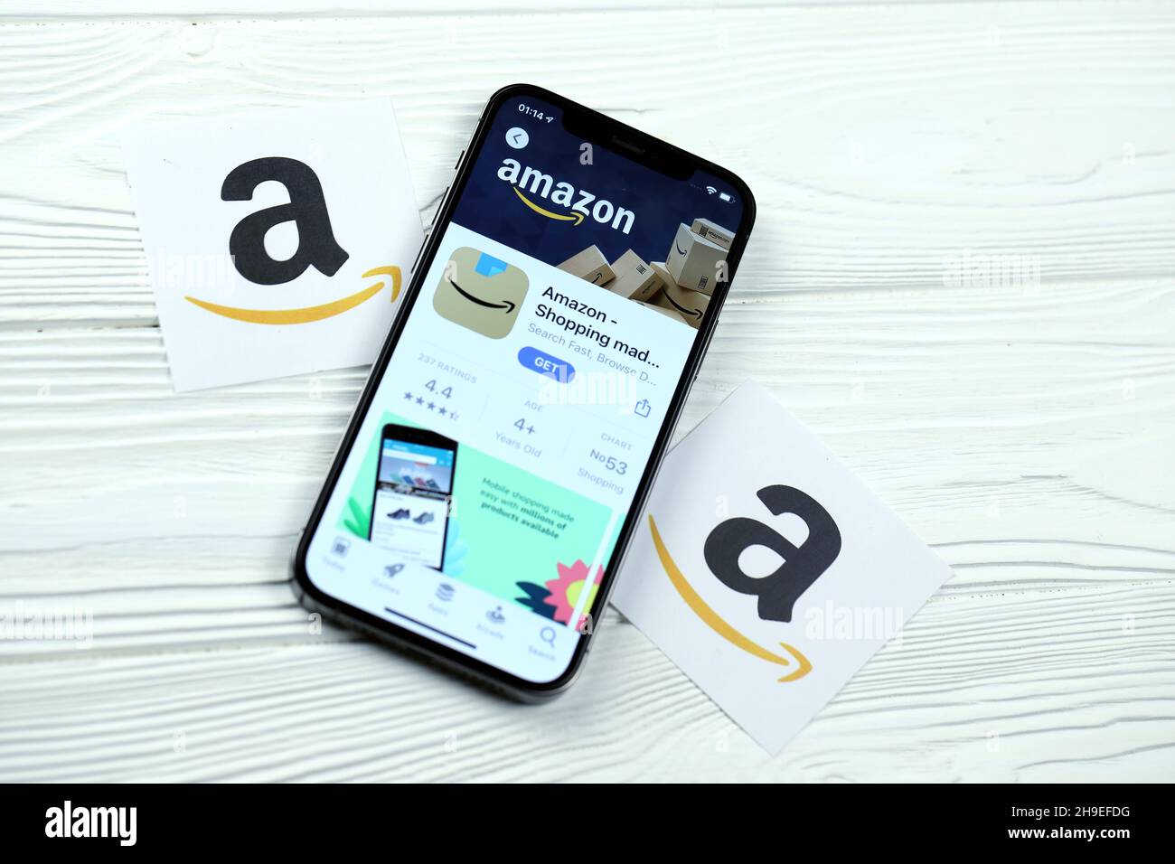 KHARKOV, UKRAINE - MARCH 5, 2021: Amazon icon and application from App ...