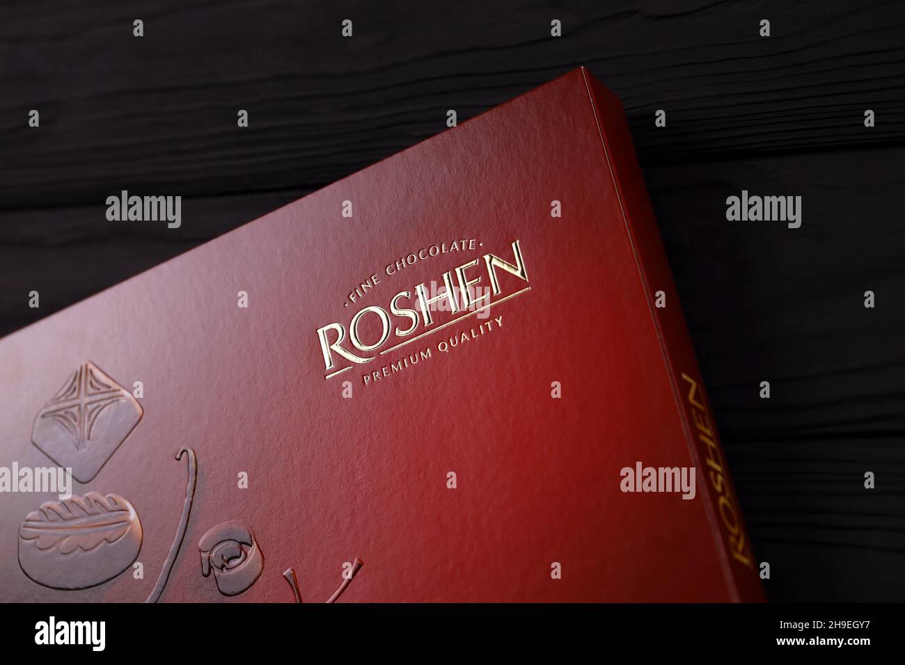 KHARKOV, UKRAINE - JANUARY 11, 2021: Rochen chocolate candies box ...