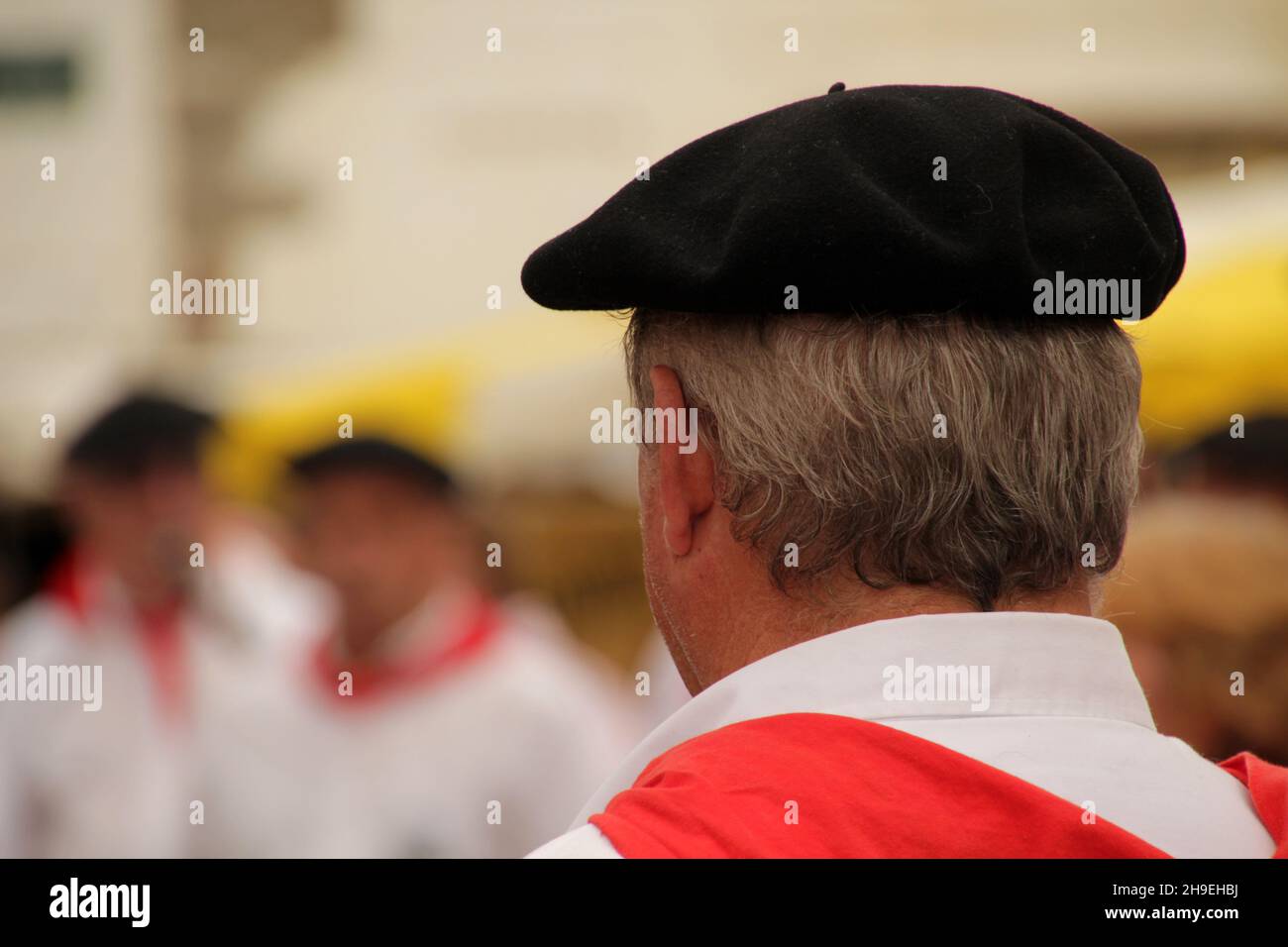 Beautiful shot of some people dancing the folk dance of Basque Country ...