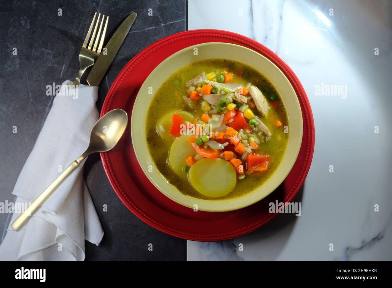 Peruvian cilantro chicken soup or Aguadito de Pollo with yukon gold ...