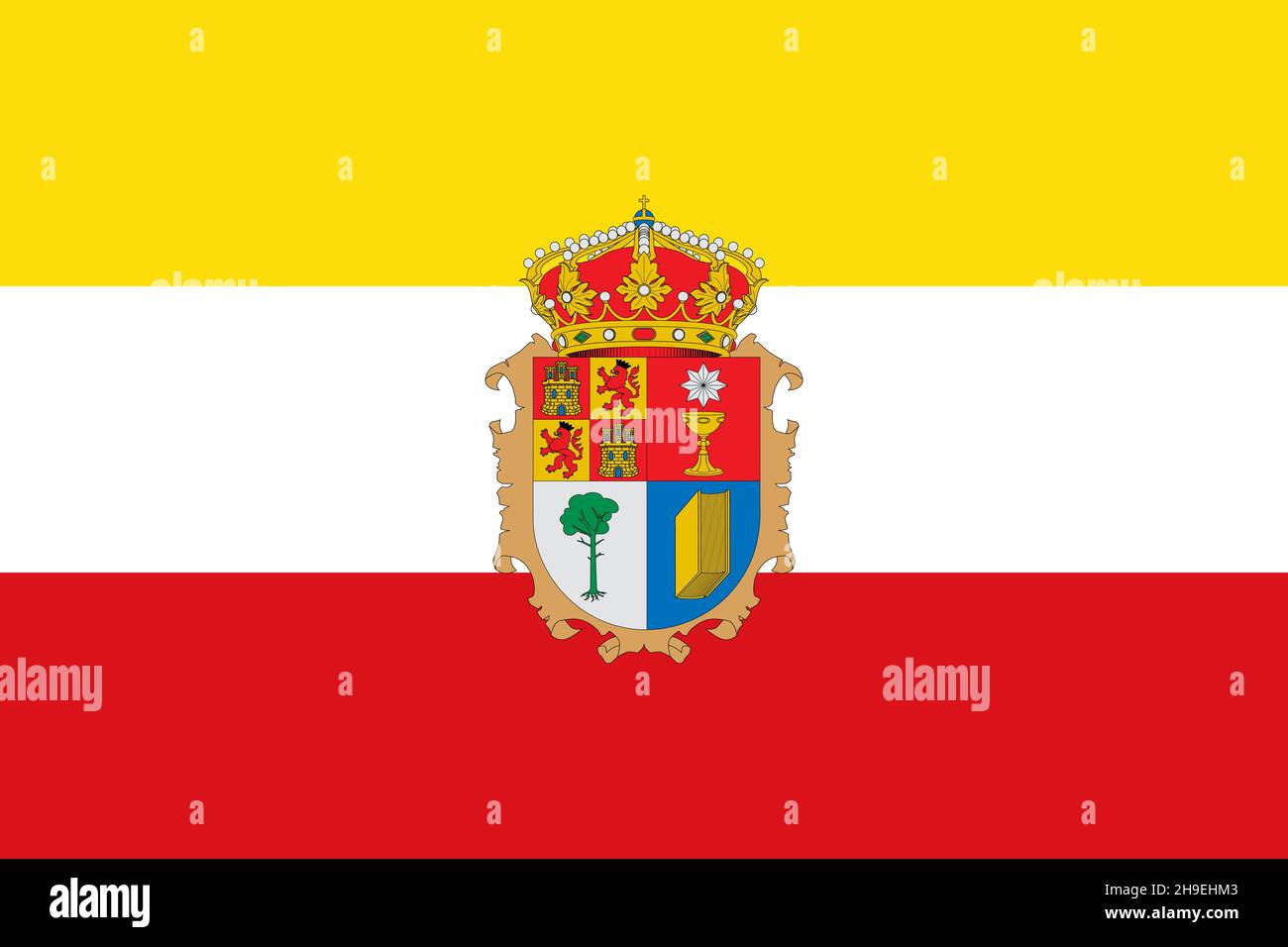 Top view of flag Cuenca Province, Spain. Spanish travel and patriot ...