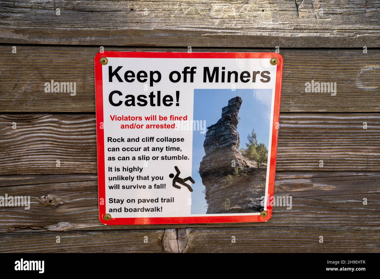 Michigan, USA - October 19, 2021: Sign warning to keep off Miners ...